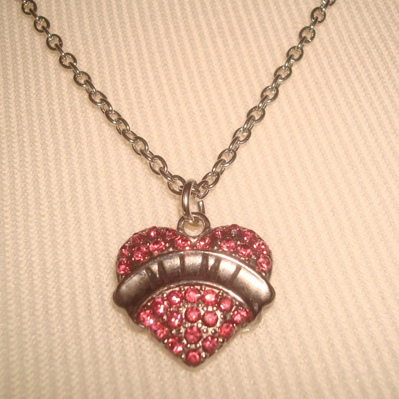 Jewelry | Heart Necklace With Pink Rhinestones Mimi | Poshmark